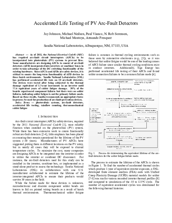 (PDF) Accelerated life testing of PV arc-fault detectors
