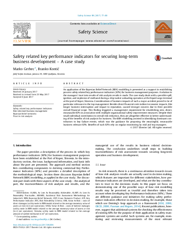 (PDF) Safety related key performance indicators for securing long-term ...