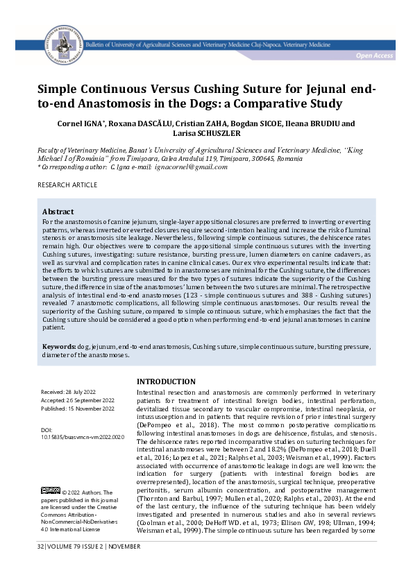 (PDF) Simple Continuous Versus Cushing Suture for Jejunal end-to-end ...