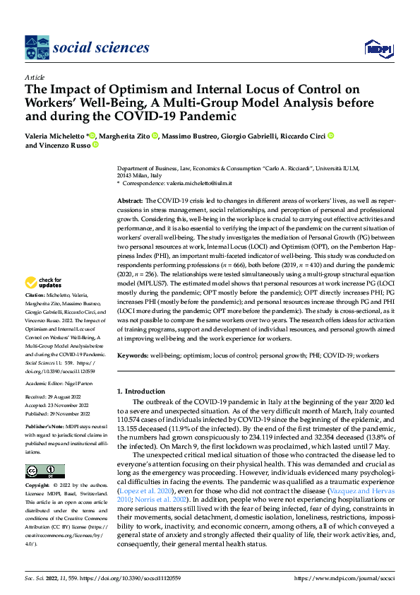 (PDF) The Impact of Optimism and Internal Locus of Control on Workers ...