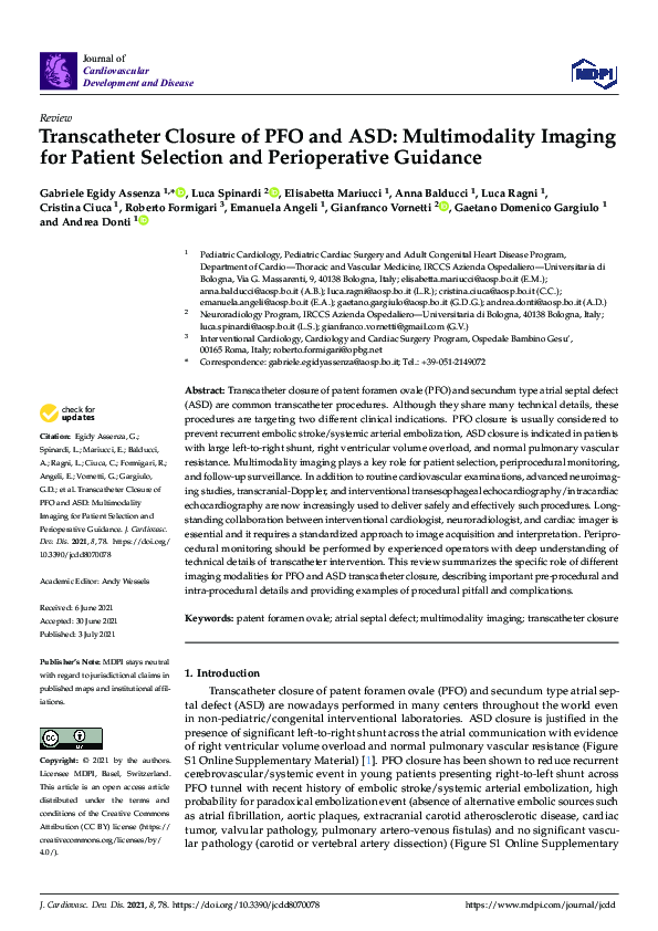 (PDF) Transcatheter Closure of PFO and ASD: Multimodality Imaging for ...