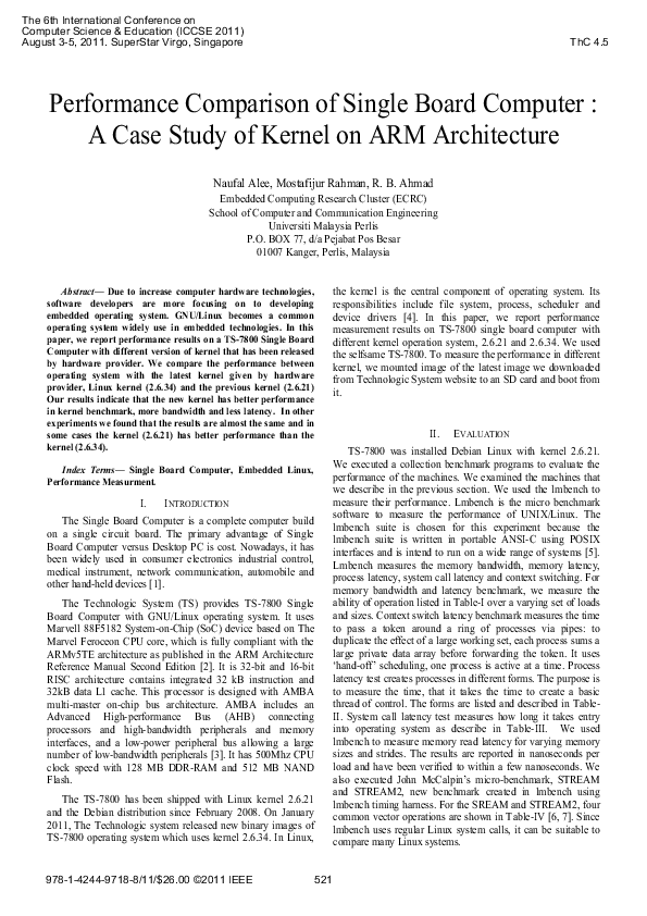 (PDF) Performance comparison of Single Board Computer: A case study of ...