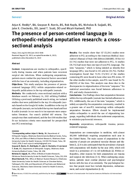 (PDF) The presence of person-centered language in orthopedic-related ...