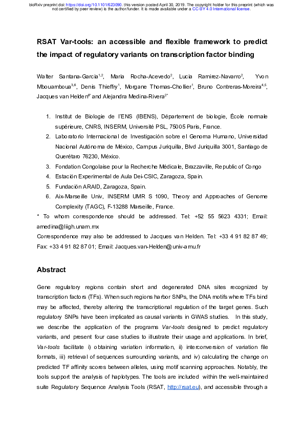 (PDF) RSAT Var-tools: an accessible and flexible framework to predict the impact of regulatory ...