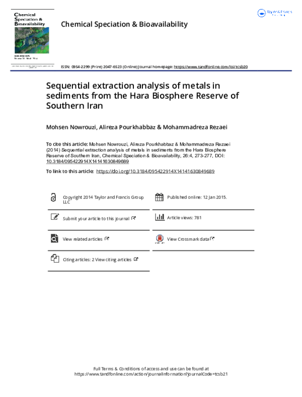 (PDF) Sequential extraction analysis of metals in sediments from the ...