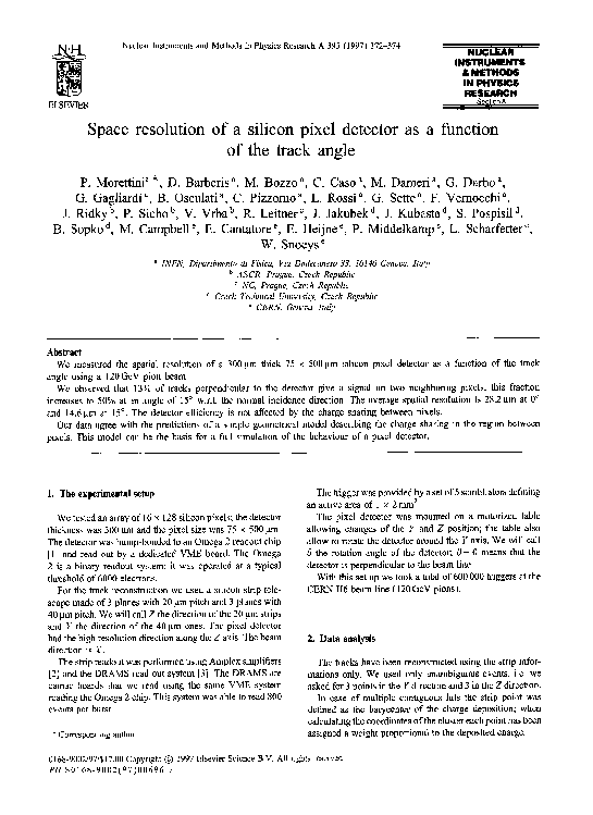 (PDF) Space resolution of a silicon pixel detector as a function of the ...