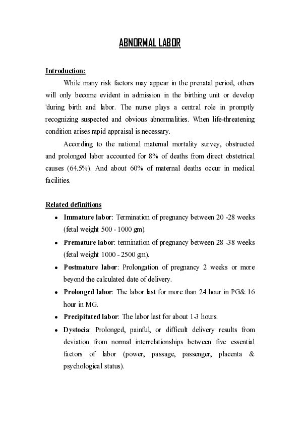 (PDF) Abnormal labour activity