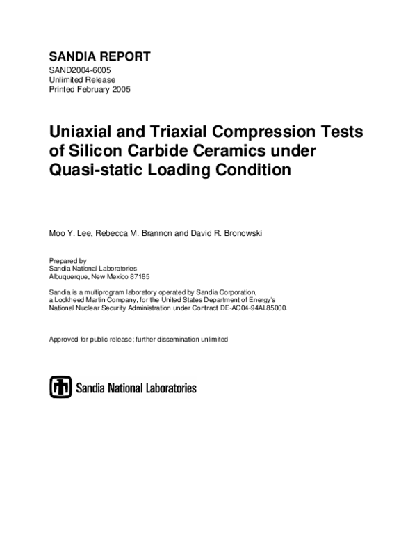 (PDF) Uniaxial and triaxial compression tests of silicon carbide ...