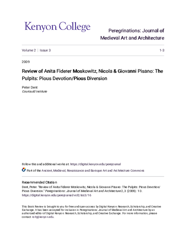 (PDF) Nicola & Giovanni Pisano : the pulpits : pious devotion, pious ...