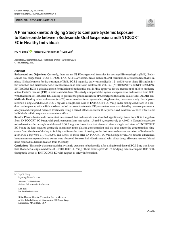 (PDF) A Pharmacokinetic Bridging Study to Compare Systemic Exposure to ...