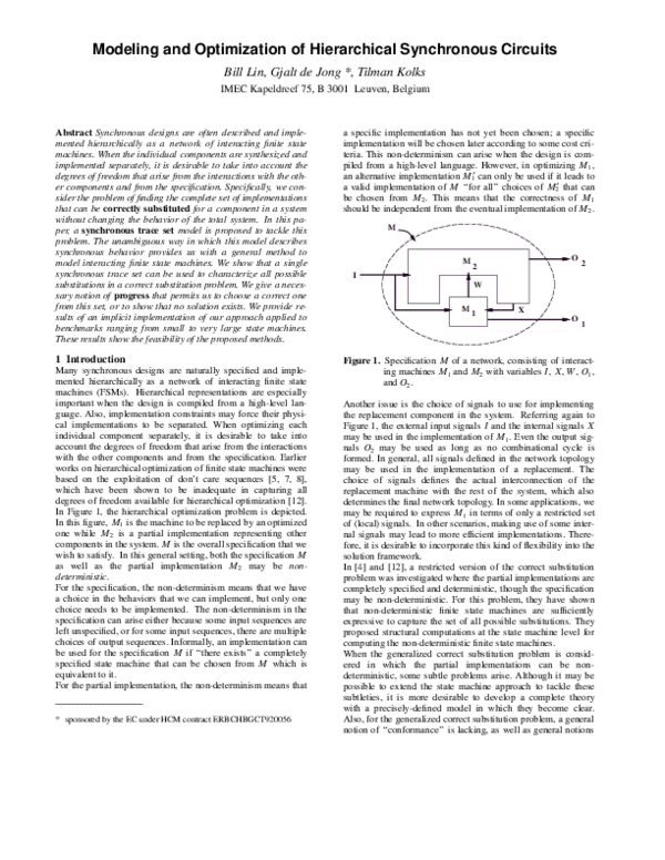 (PDF) Modeling and optimization of hierarchical synchronous circuits