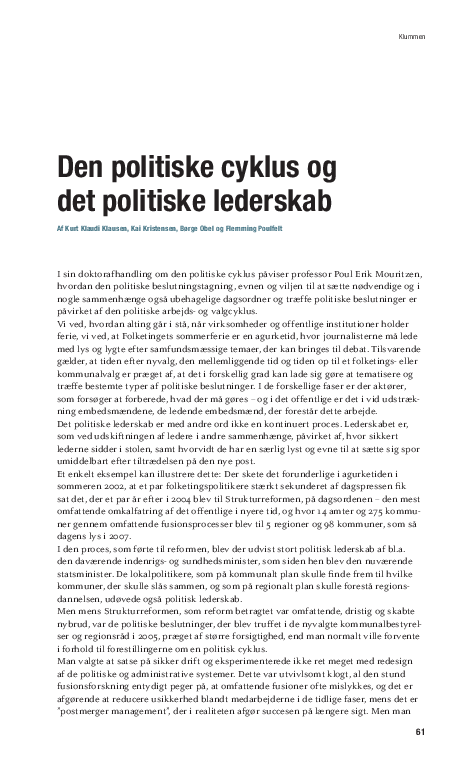 (PDF) Den politiske cyklus og det politiske lederskab