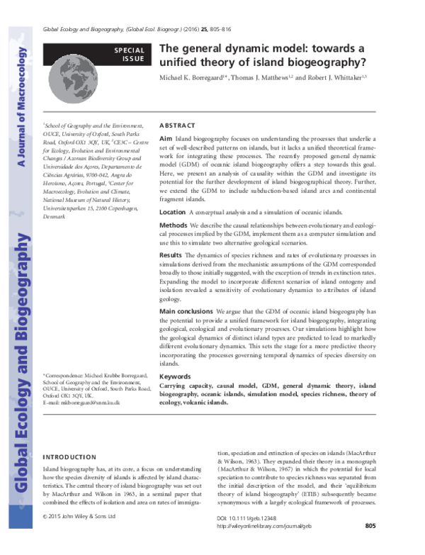 (PDF) The general dynamic model: towards a unified theory of island ...