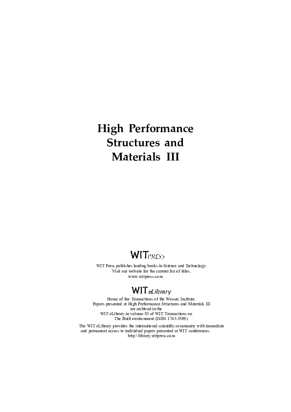 (PDF) High Performance Structures and Materials IV