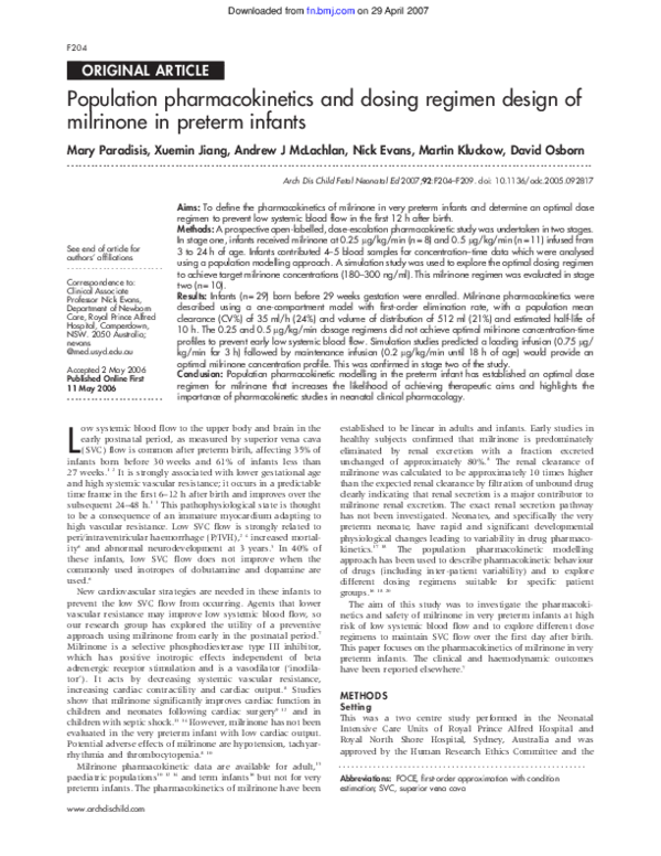 (PDF) Population pharmacokinetics and dosing regimen design of ...