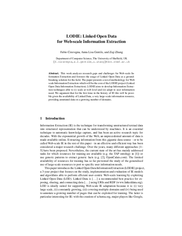 (PDF) LODIE: Linked Open Data for Web-scale Information Extraction