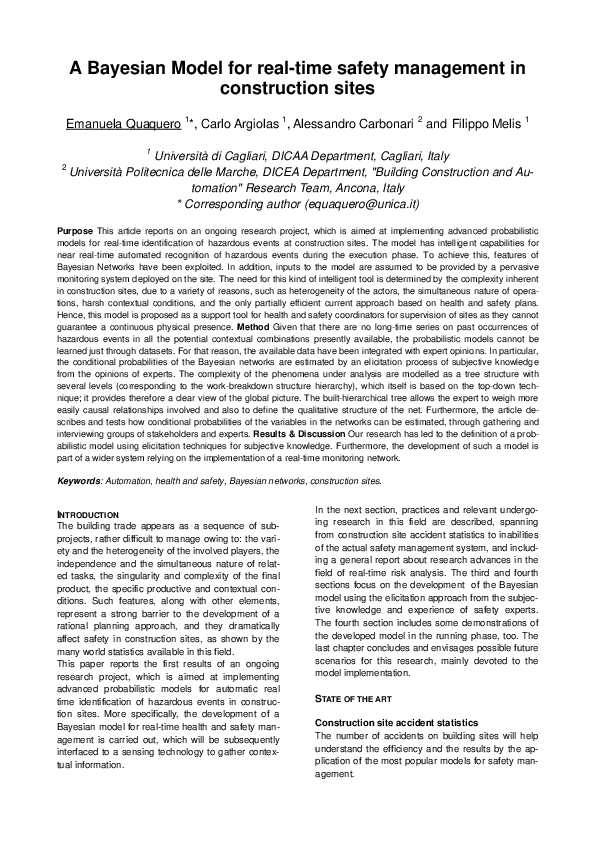 Pdf Full Paper A Bayesian Model For Real Time Safety Management In Construction Sites
