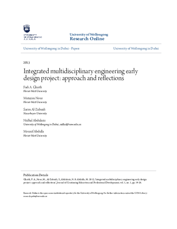 (PDF) Integrated multidisciplinary Engineering Early Design Project ...