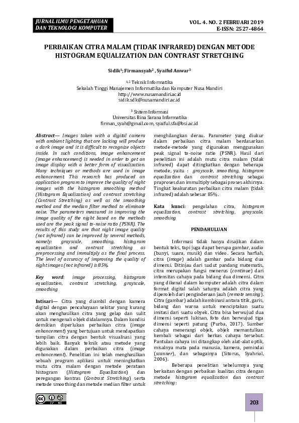 (PDF) Perbaikan Citra Malam (Tidak Infrared) Dengan Metode Histogram ...