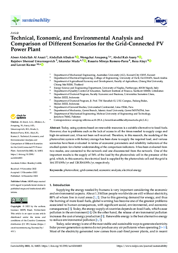 (PDF) Technical, Economic, and Environmental Analysis and Comparison of ...