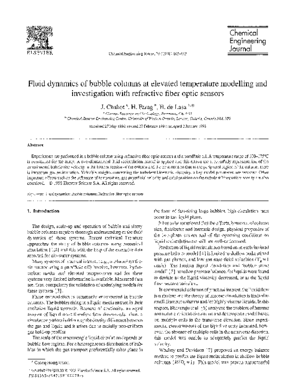 (PDF) Fluid dynamics of bubble columns at elevated temperature modelling and investigation with ...