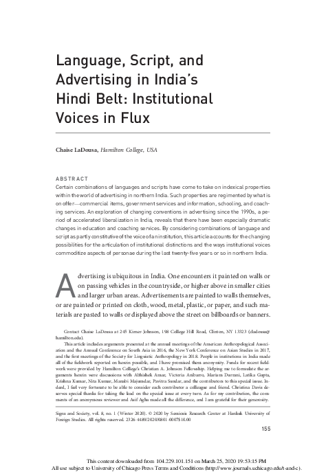 (PDF) Language, Script, and Advertising in India’s Hindi Belt ...