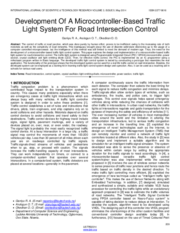 (PDF) Development Of A Microcontroller-Based Traffic Light System For ...