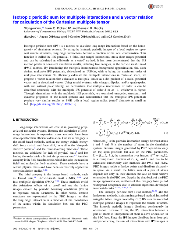 (PDF) Isotropic periodic sum for multipole interactions and a vector ...