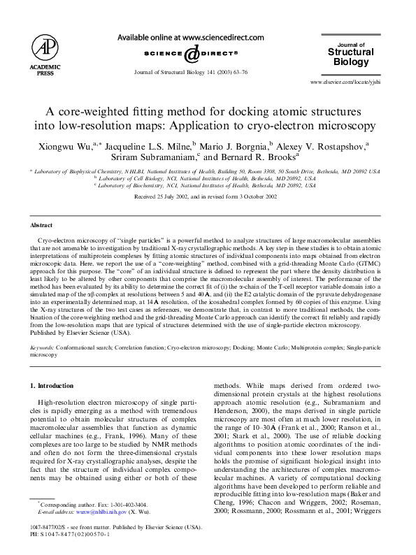 (PDF) A core-weighted fitting method for docking atomic structures into low-resolution maps ...
