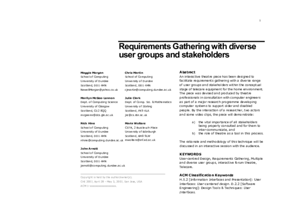 (PDF) Requirements gathering with diverse user groups and stakeholders
