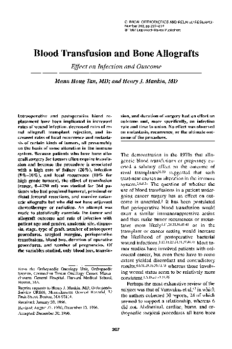 (PDF) Blood Transfusion and Bone Allografts: Effect on Infection and ...