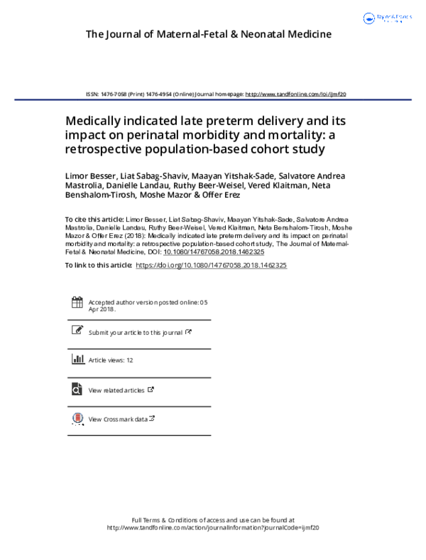 (PDF) Medically indicated late preterm delivery and its impact on ...