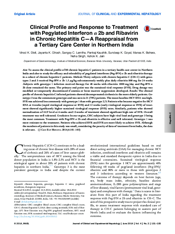 (PDF) Clinical Profile and Response to Treatment with Pegylated ...