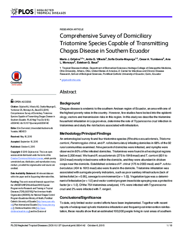 (PDF) Comprehensive Survey of Domiciliary Triatomine Species Capable of ...