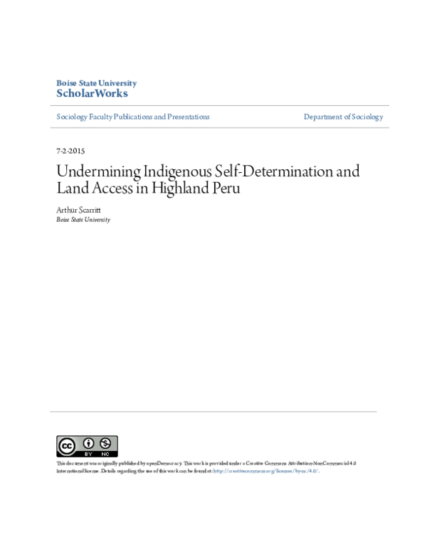 (PDF) Undermining Indigenous Self-Determination and Land Access in ...