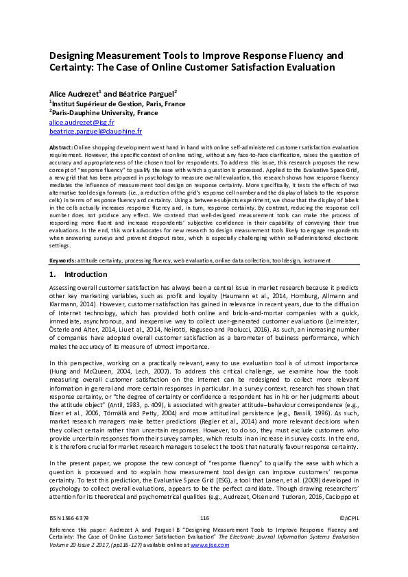 (PDF) Designing Measurement Tools to Improve Response Fluency and ...