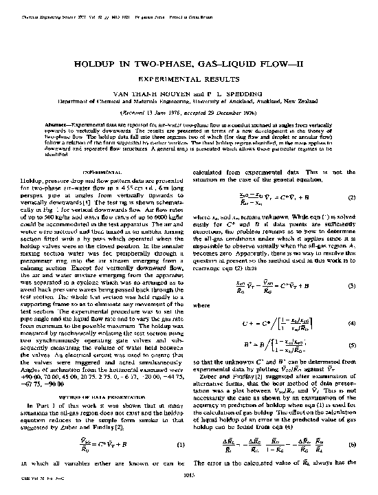 (PDF) Holdup in two-phase, gas-liquid flow—II