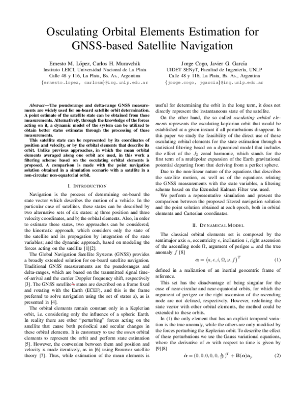 (PDF) Osculating orbital elements estimation for GNSS-based satellite ...