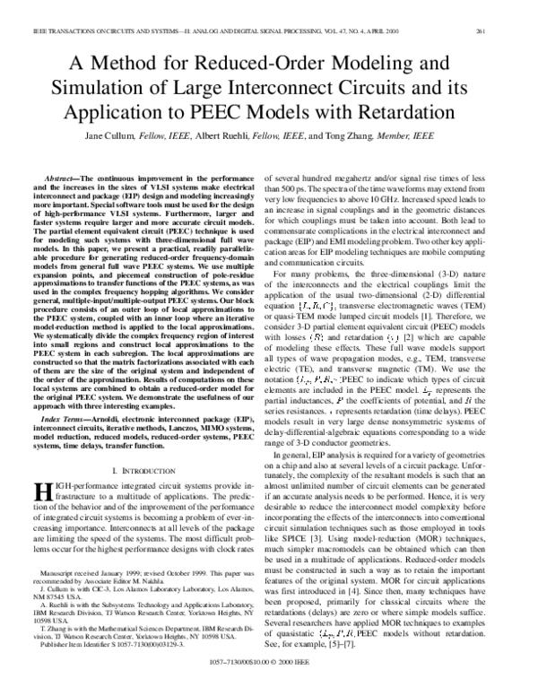 Pdf A Method For Reduced Order Modeling And Simulation Of Large