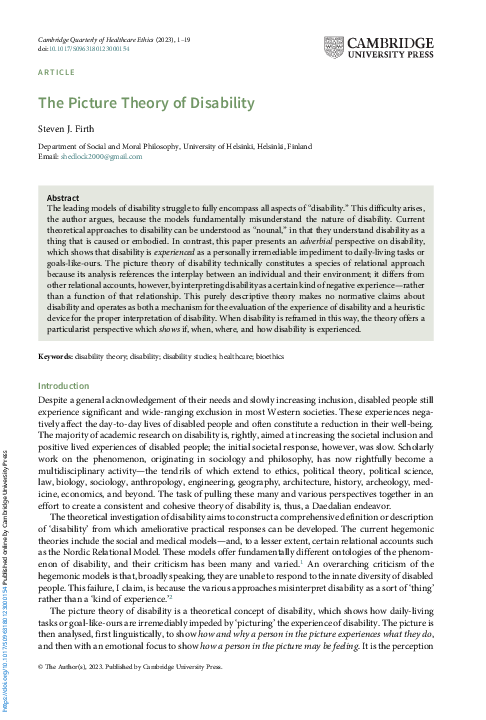 (PDF) The Picture Theory of Disability