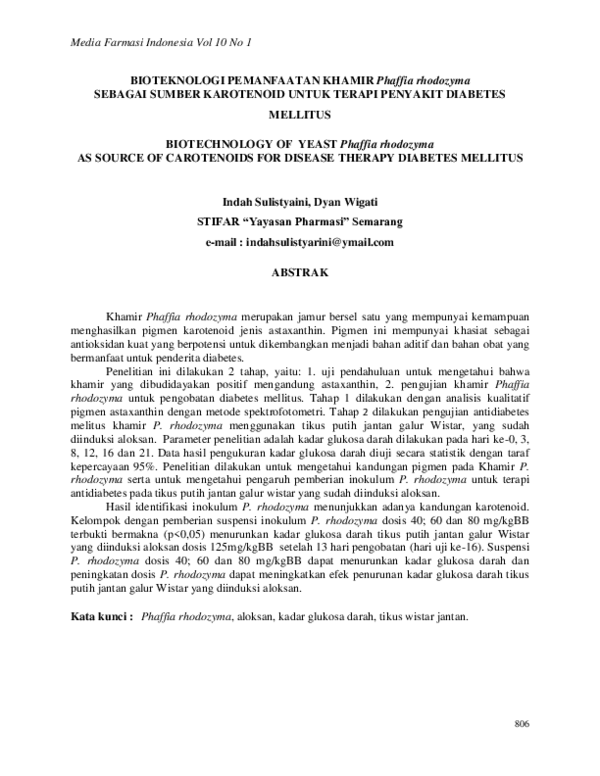(PDF) BIOTEKNOLOGI PEMANFAATAN KHAMIR Phaffia rhodozyma SEBAGAI SUMBER ...