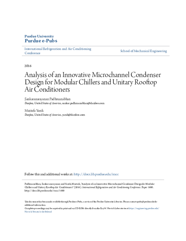 (PDF) Analysis of an Innovative Microchannel Condenser Design for ...