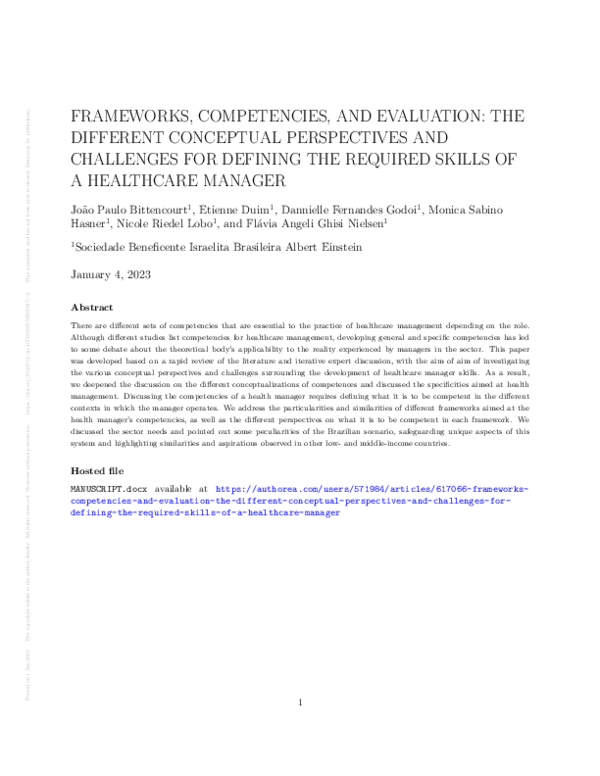 (PDF) Frameworks, Competencies, and Evaluation: The Different Conceptual Perspectives and ...