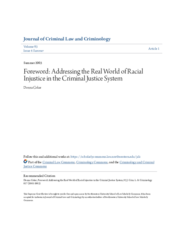 (PDF) Foreword: Addressing the Real World of Racial Injustice in the ...