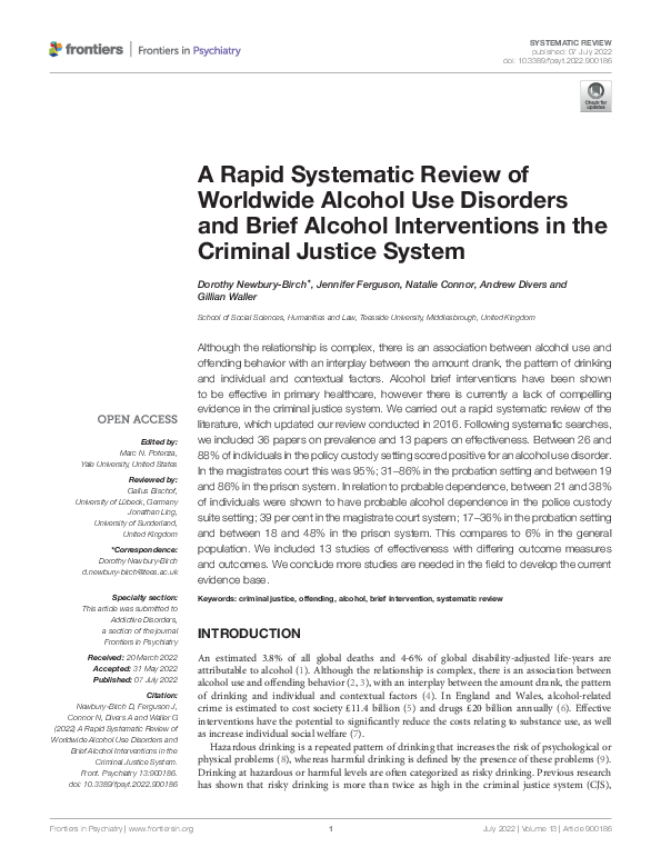 (PDF) A Rapid Systematic Review of Worldwide Alcohol Use Disorders and ...