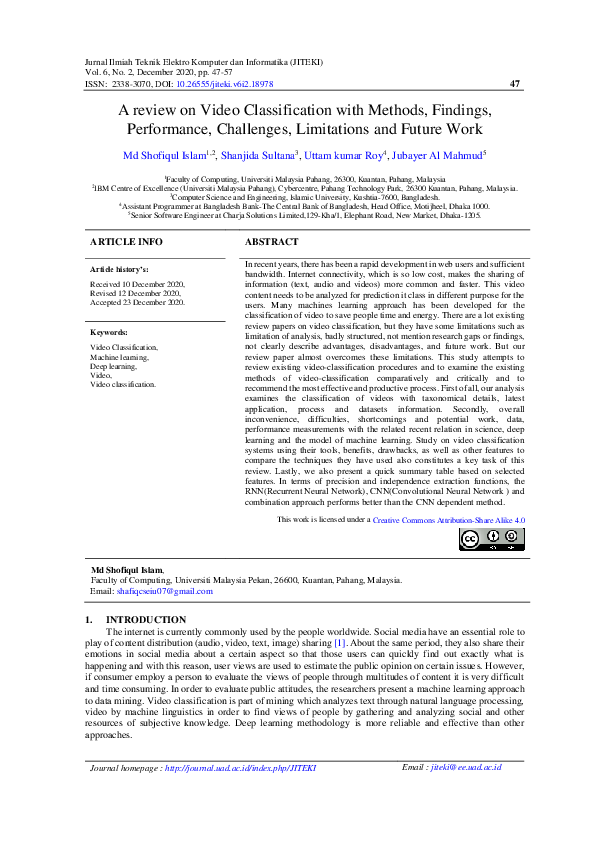 Pdf A Review On Video Classification With Methods Findings