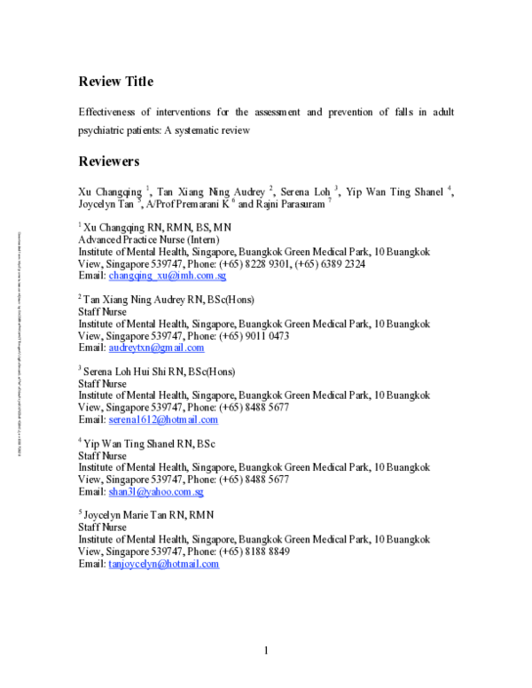 (PDF) Effectiveness of interventions for the assessment and prevention ...