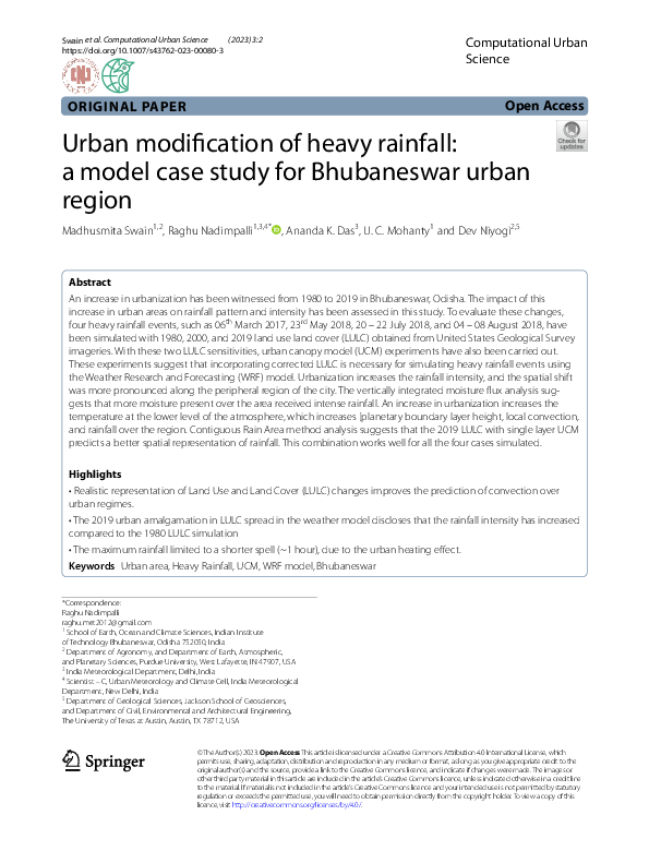 (PDF) Urban modification of heavy rainfall: a model case study for ...
