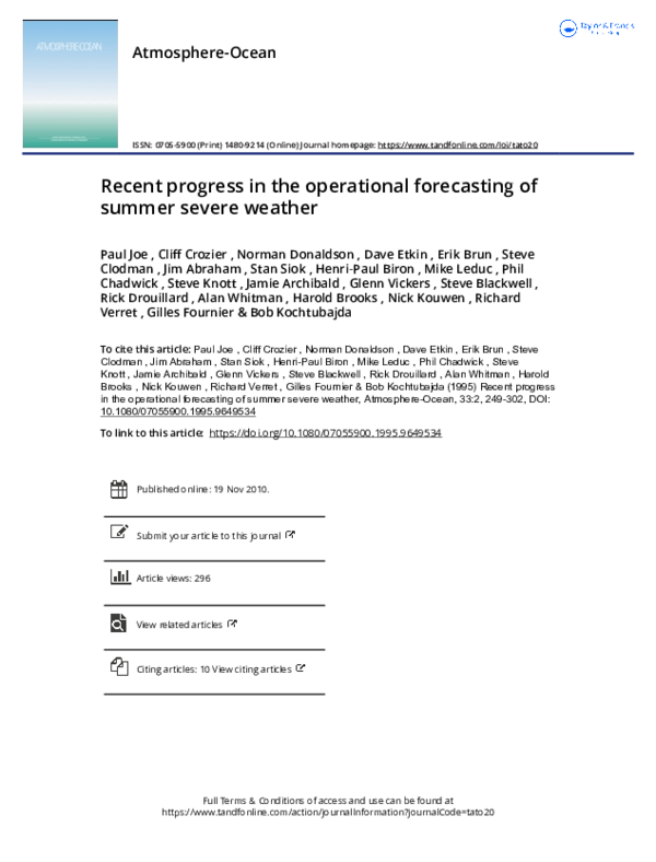 (PDF) Advancements in Forecasting Summer Severe Weather Types