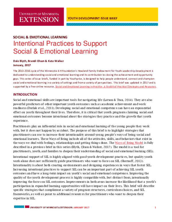 (PDF) Intentional Practices to Support Social & Emotional Learning